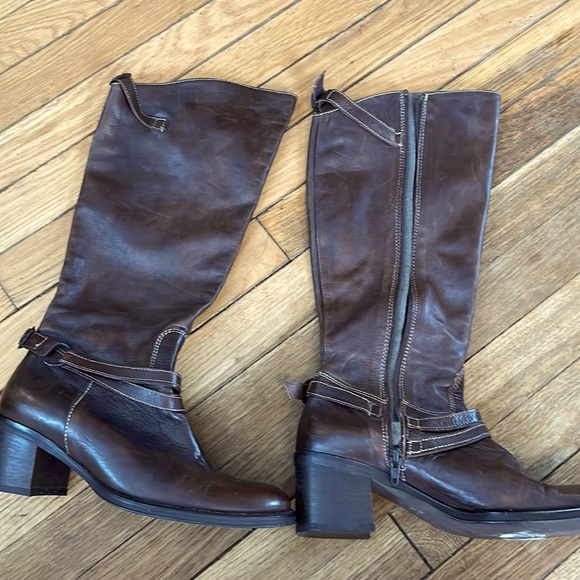 Minelli | Shoes | Mine Lil Chocolate Brown Leather Knee Boots | Poshmark